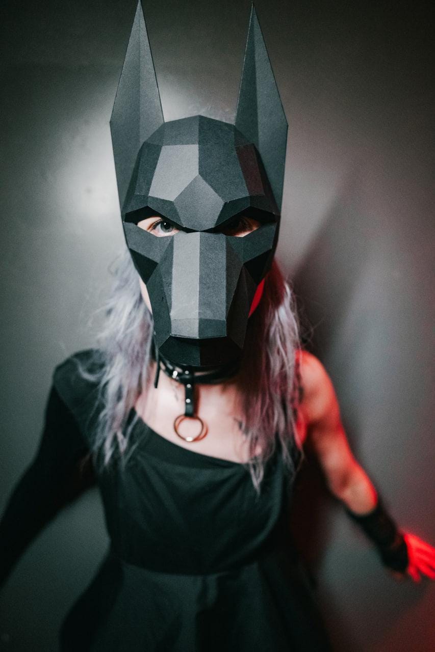 Papercraft 3D DOBERMAN DOG Half MASK Pepakura Halloween Party Low Poly ...