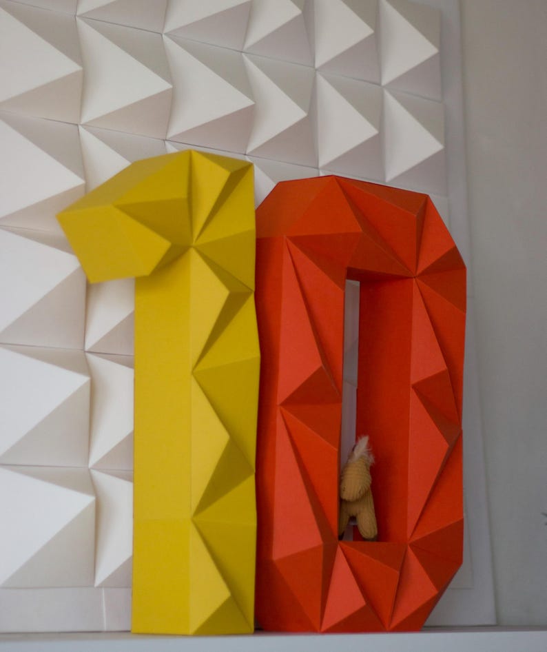 Papercraft 3D ONE 1 NUMBER Birthday Party Decor Pepakura Low Poly Paper ...
