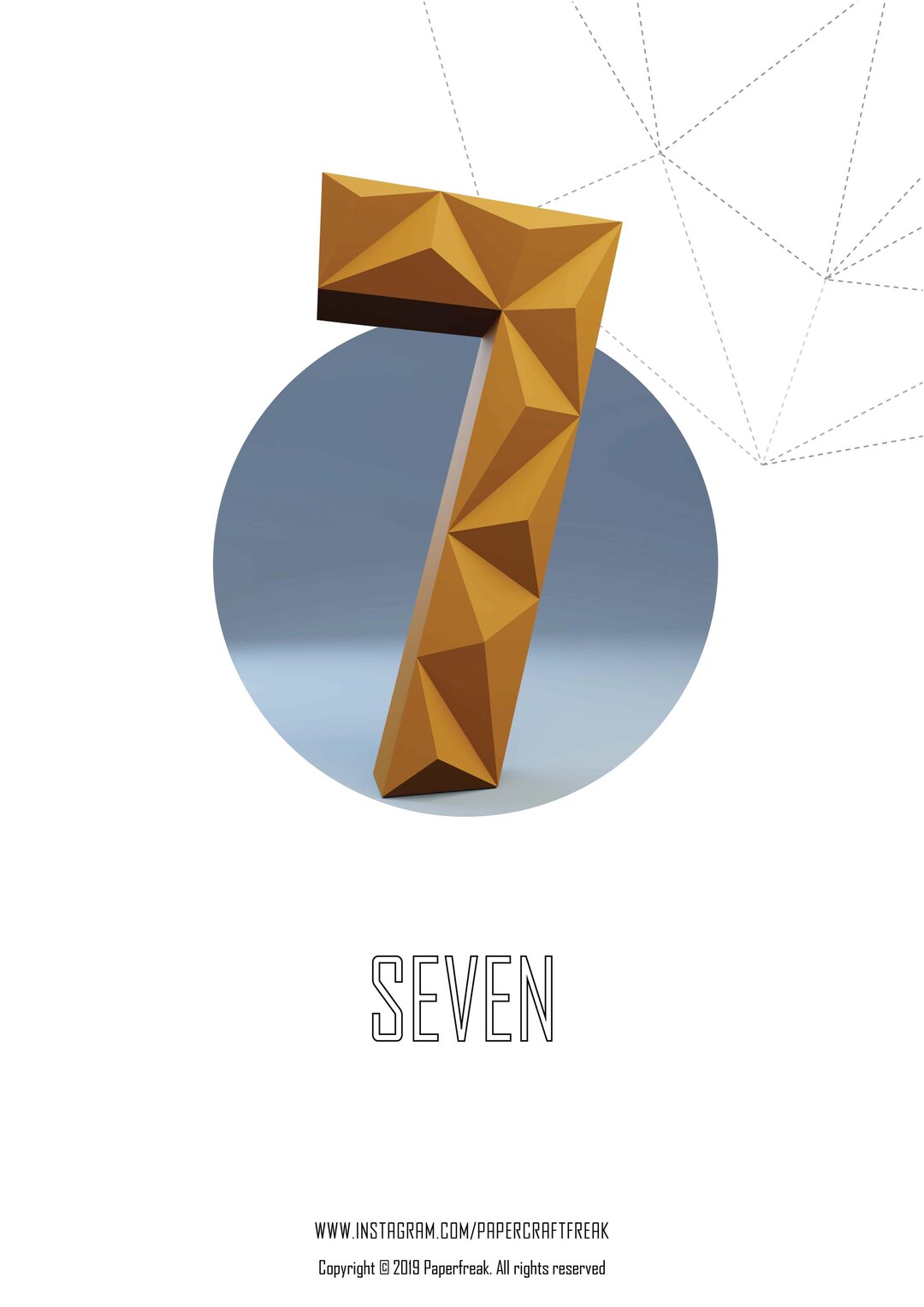 Papercraft 3D SEVEN 7 NUMBER Birthday Party Decor Pepakura Low Poly ...