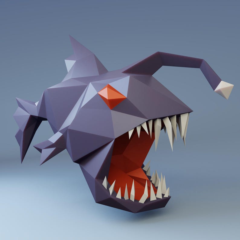Papercraft ANGLER FISH 3D Pepakura Sea Creatures Paperfreak Low Poly ...