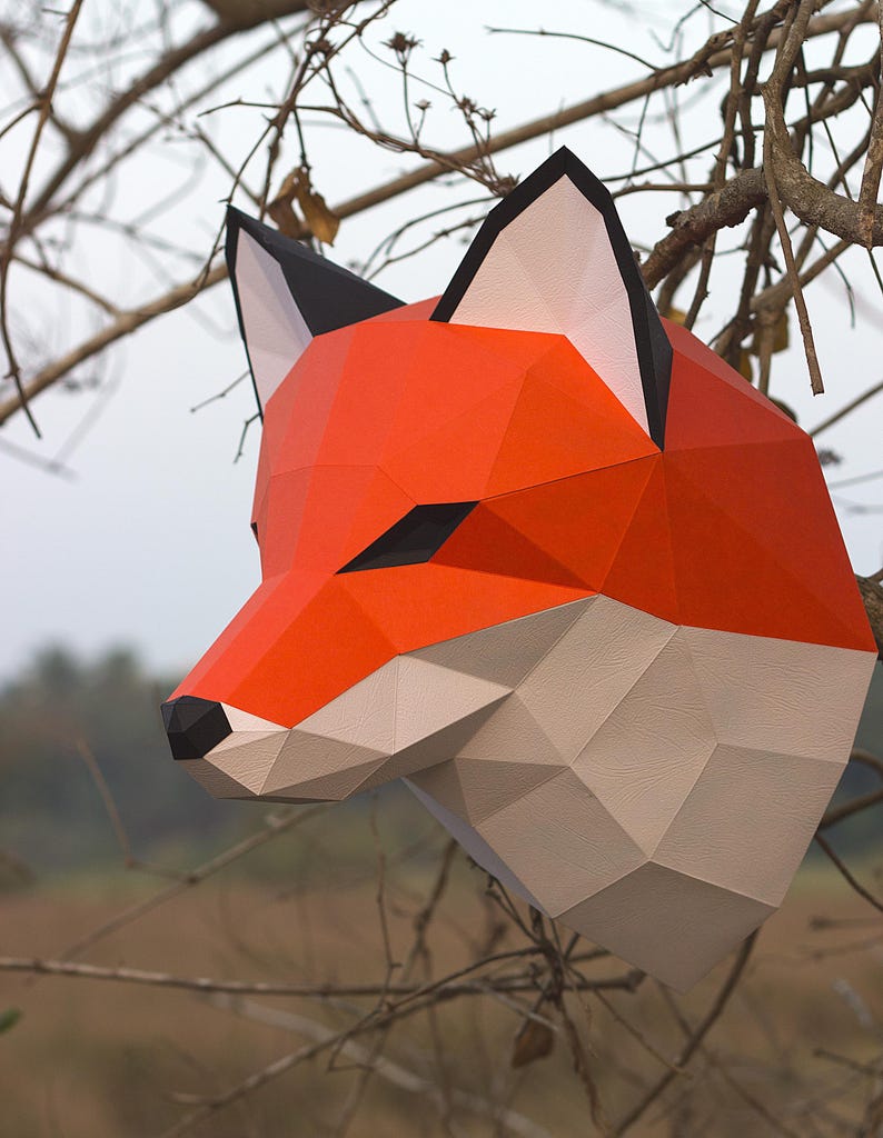 Papercraft 3D FOX HEAD TROPHY Low Poly Paper Sculpture Diy Gift Decor ...