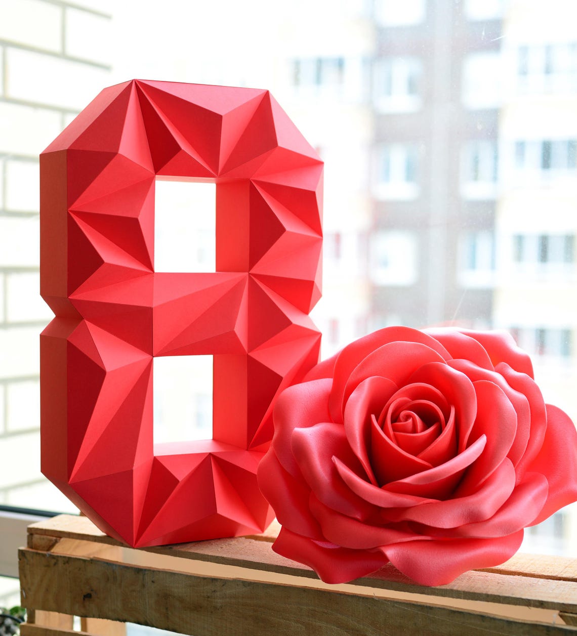 Papercraft 3D EIGHT 8 NUMBER Birthday Party Decor Pepakura Low Poly ...