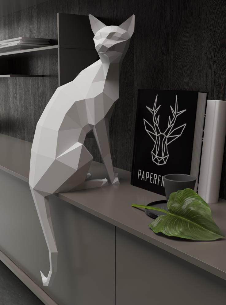 Papercraft 3D ORIENTAL CATS Sculpture Pepakura Gift for Cat Lover Low ...