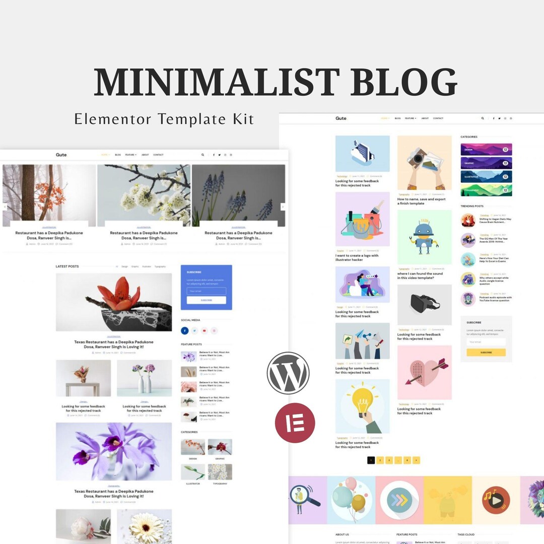 Minimalist Blog Elementor Template Kit | Clean Wordpress Blogging ...