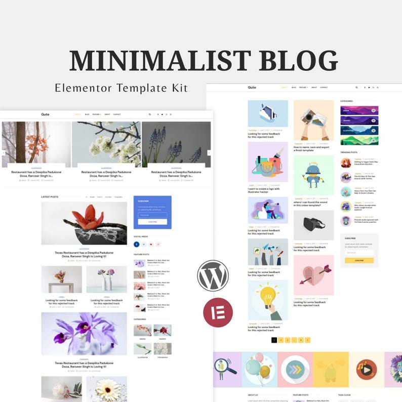 Minimalist Blog Elementor Template Kit | Clean Wordpress Blogging ...