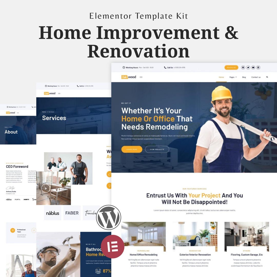 Home Renovation Elementor Template Kit | Contractor Wordpress Theme - Etsy