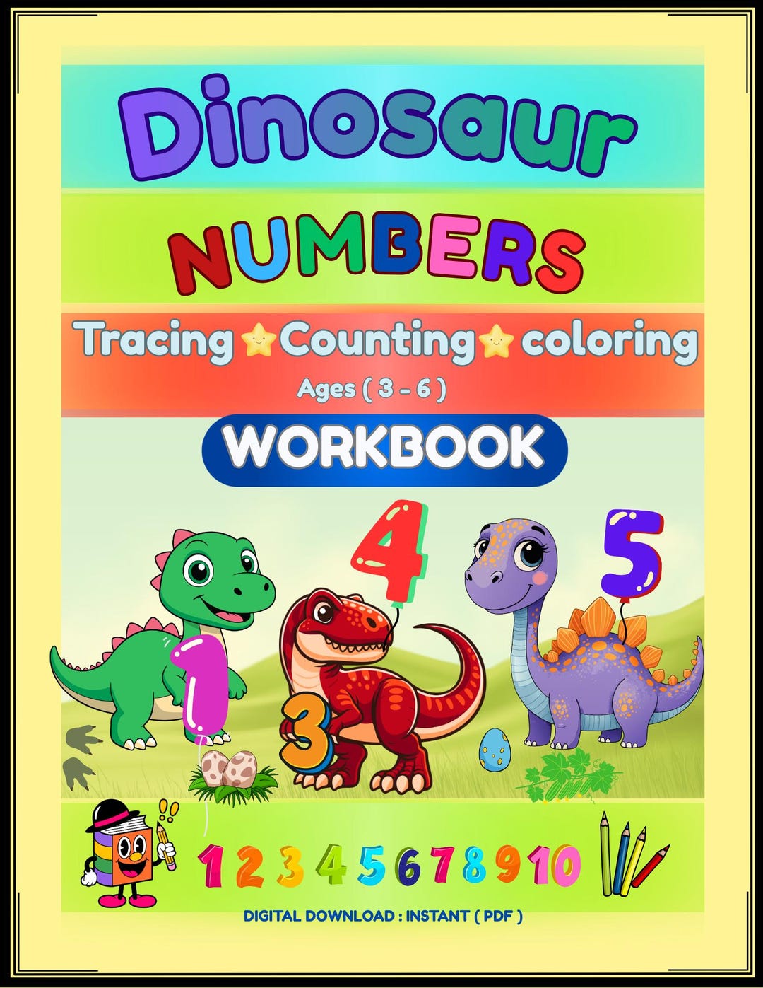 Dinosaur Number Tracing ,counting and Coloring Workbook for Kids ...