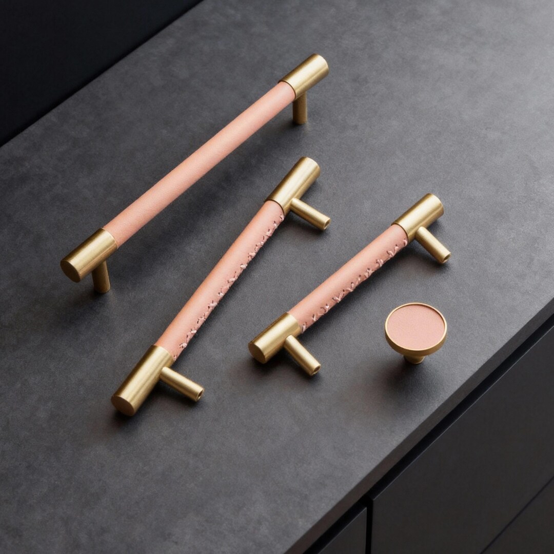Handles for Wardrobe: Lotus Root Pink Leather Pull, Girl's Room Decor ...