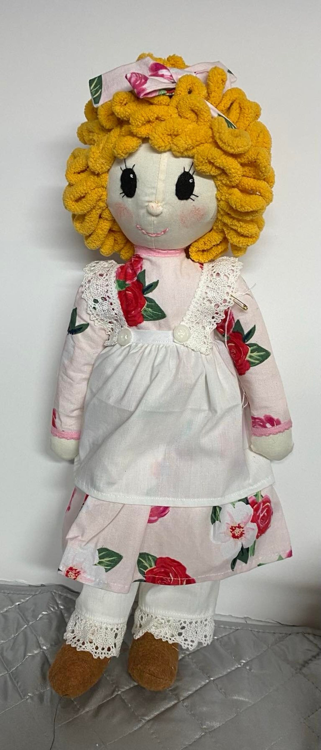 Cute 20" Rag Doll With Curly Hair. - Etsy