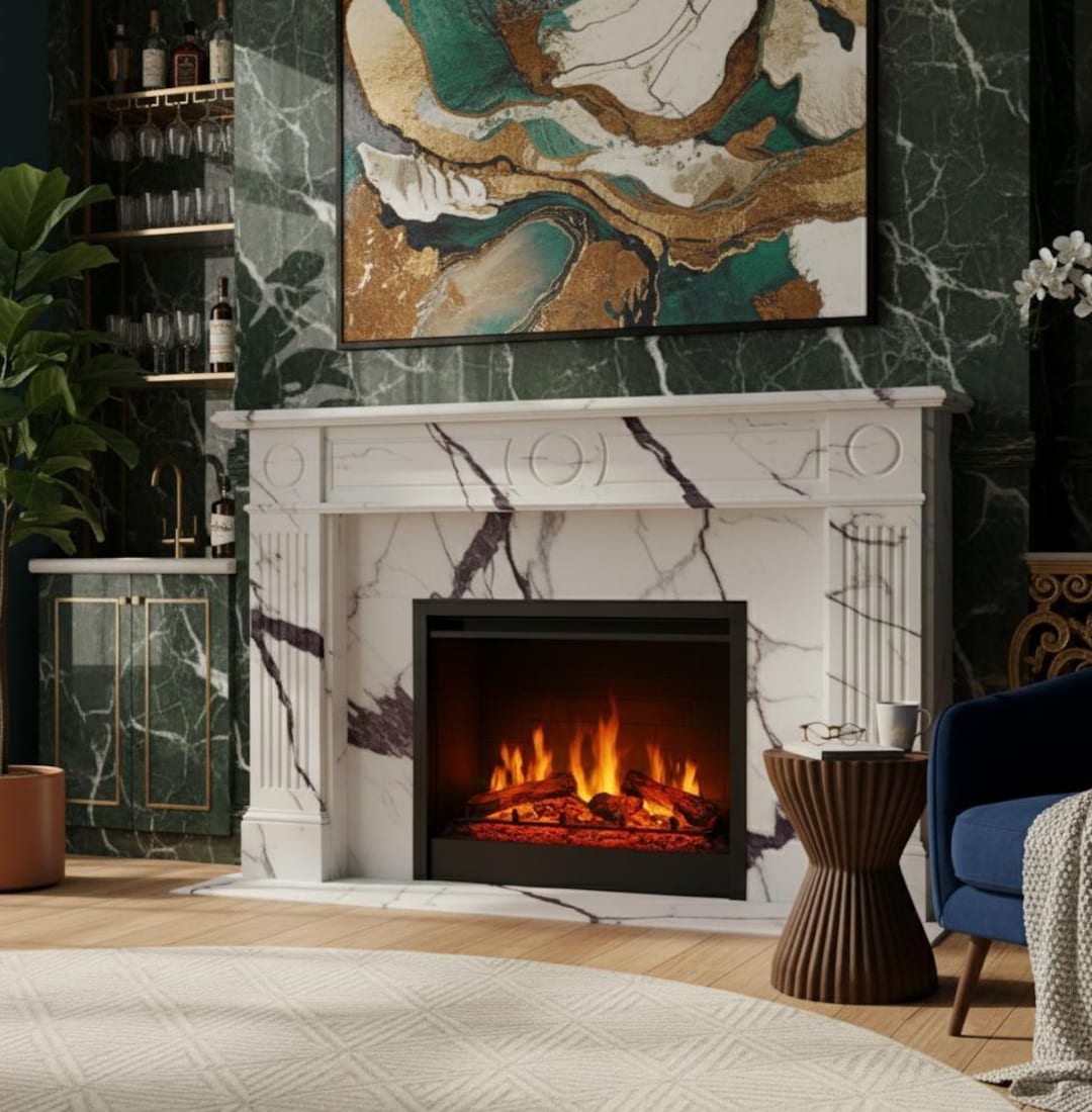Handcrafted Calacatta Marble Fireplace Mantel – Neoclassical Design - Etsy