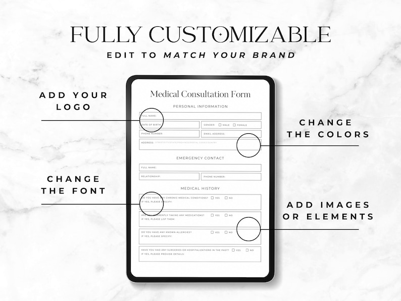 Medical Consultation Form Editable Canva Template Patient Intake Form ...
