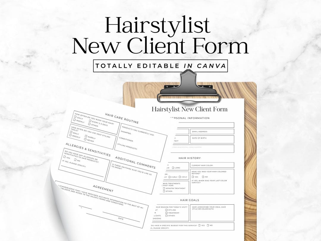 Hairstylist New Client Intake Form Editable Canva Template for Hair ...