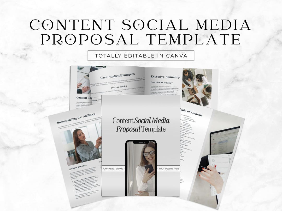 Social Media Content Proposal Template Editable in Canva Digital ...