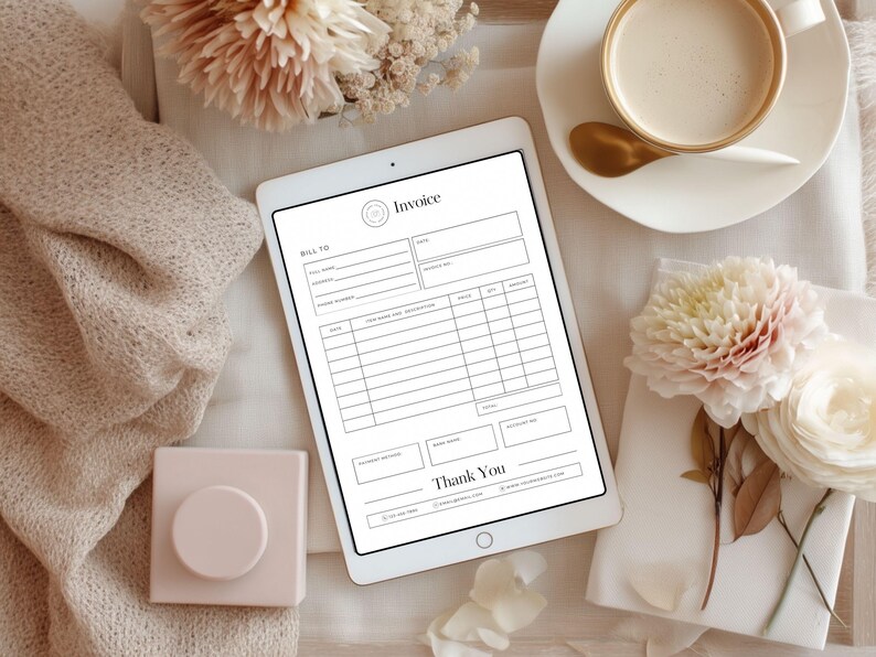 Invoice Template Editable in Canva for Small Business US Letter Size ...