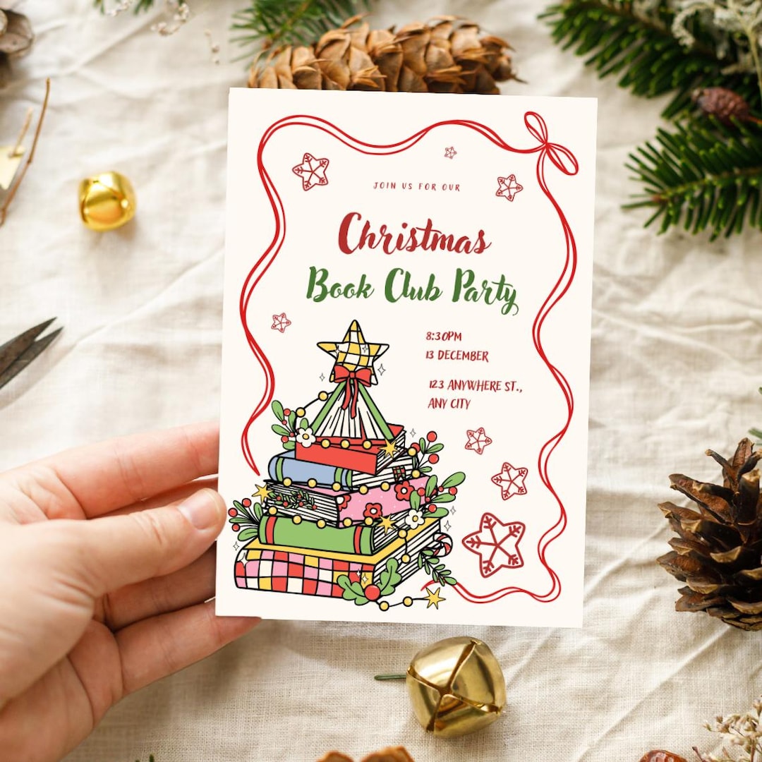 Editable Christmas Book Club Invitation – Holiday Book Exchange Invite ...