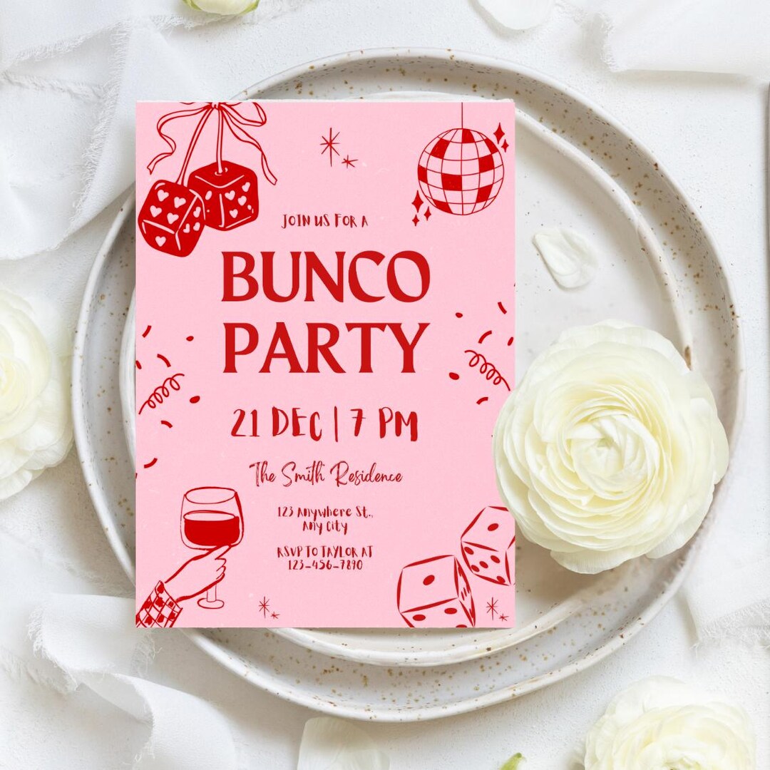 Editable Christmas Bunco Invite for December Bunco Party Game, Holiday ...