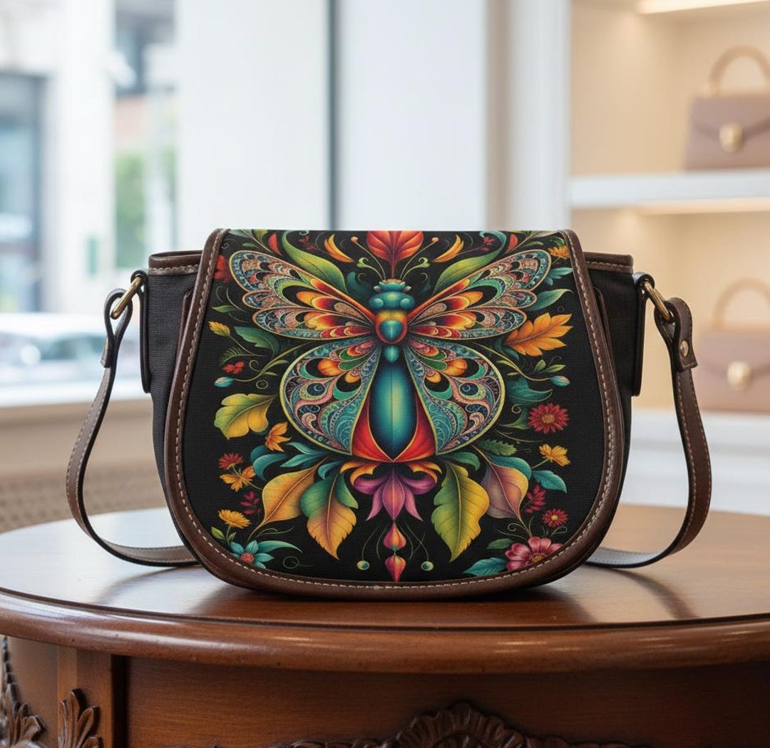 Butterfly Saddle Bag: Colorful PU Leather Crossbody Purse - Etsy