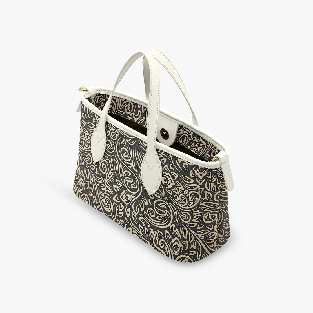 Handheld Tote Bag: Floral PU Leather - Compact Elegant Design - Etsy