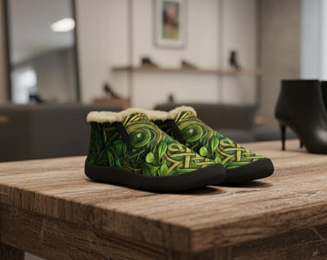 Golden Celtic Knot Clogs: Faux Fur Lined, Cozy Unisex Slippers - Etsy