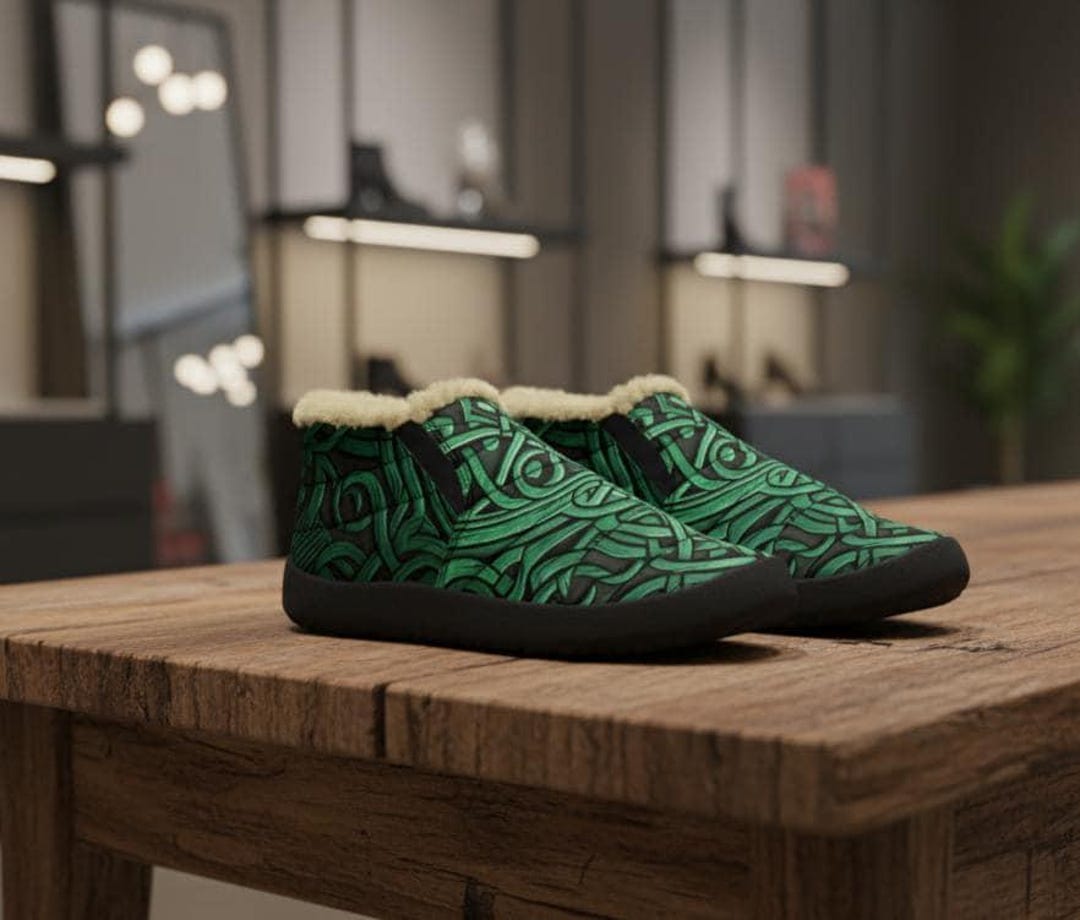 Celtic Knot Slippers: Green Faux Fur Lined - Unisex Cozy Clogs - Etsy