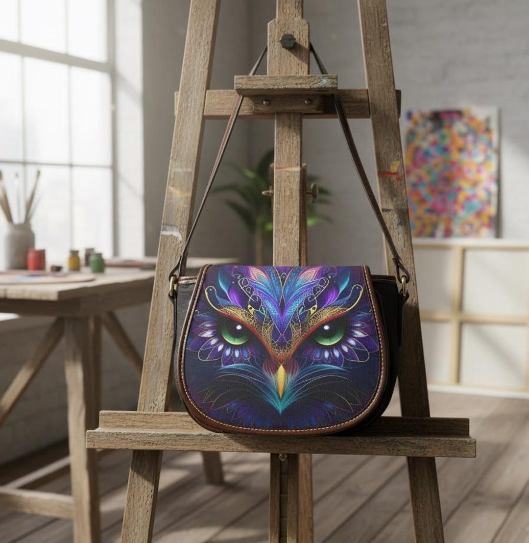 Vintage Owl Crossbody Bag - Neon Flap, PU Leather - Etsy