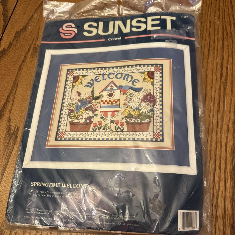 Vintage Crewel Welcome - Etsy