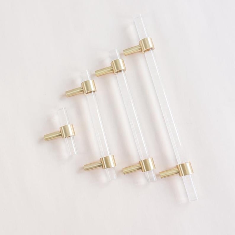 Clear Acrylic Handle - Modern Brass Pulls - Cabinet Drawer Knobs - Etsy