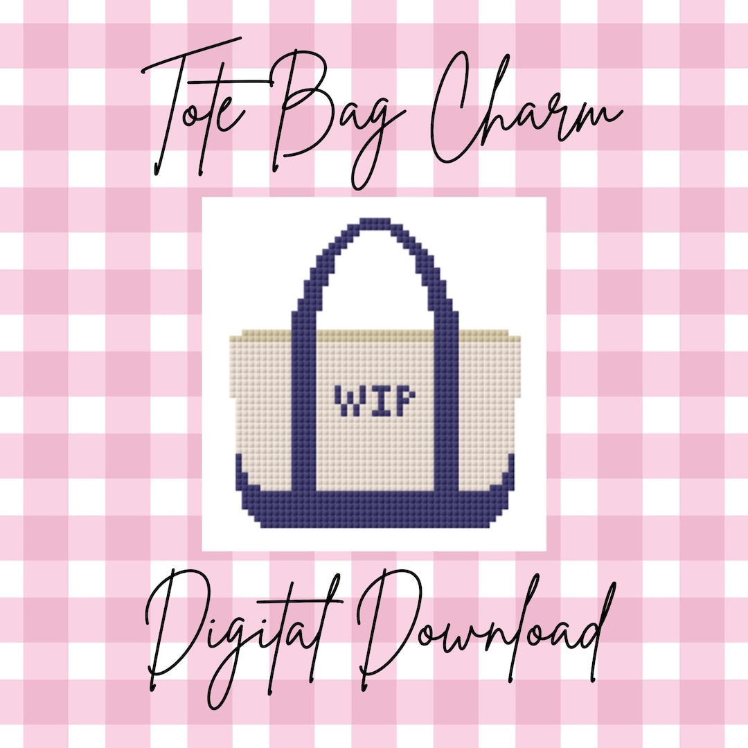 Tote Bag Needlepoint Chart | WIP Bag Charm | Preppy Needlepoint Digital ...
