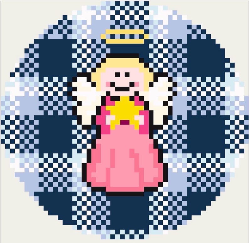 Christmas Blue Plaid Angel Needlepoint Ornament Canvas Pattern, 4 ...