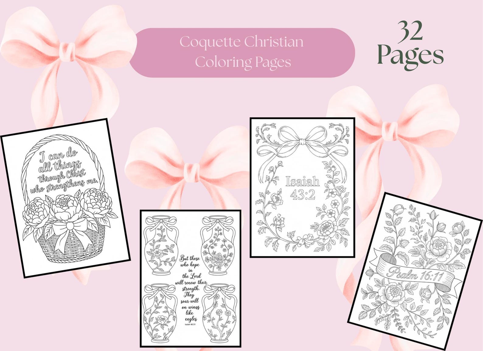 Coquette Bible Verse Coloring Pages | Faith Coloring| Religious ...