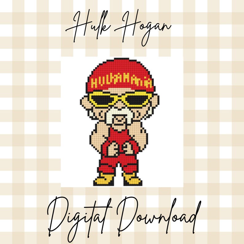 Hulk Hogan Needlepoint Digital Chart | Wrestling Fan Digital Cross ...