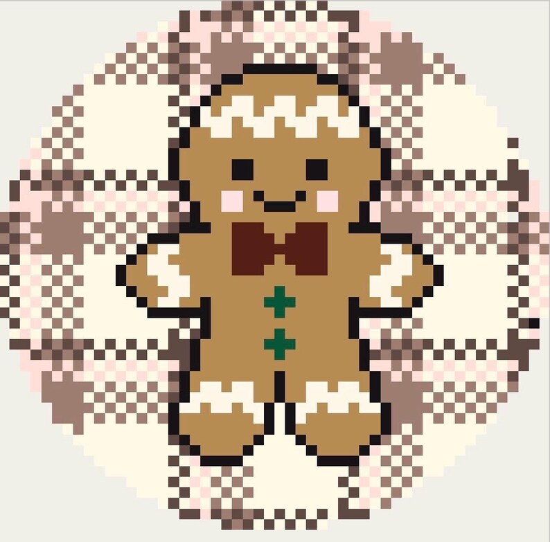 Christmas Taupe Plaid Gingerbread Man Needlepoint Ornament Canvas ...