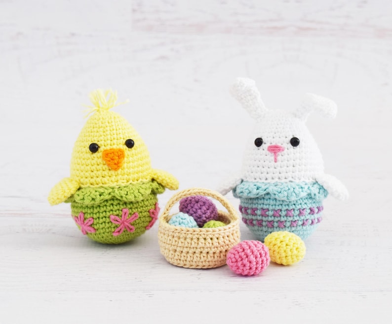 CROCHET PATTERNS Easter Egg Bunny and Chick Amigurumi | Etsy