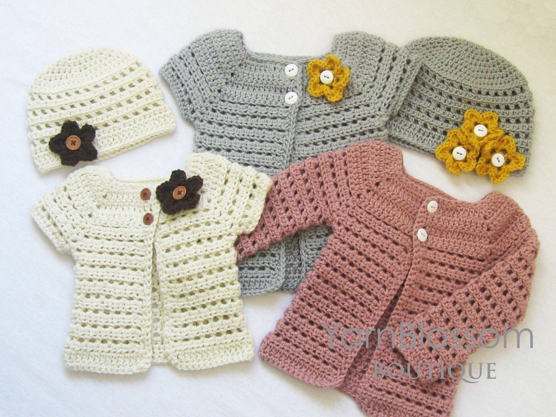 CROCHET PATTERN Toddler Cardigan and Beanie Crochet Patterns, Digital ...