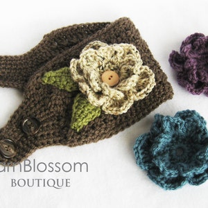 Crochet Ear Warmer PATTERN -ear Warmer With Interchangeable Flowers ...
