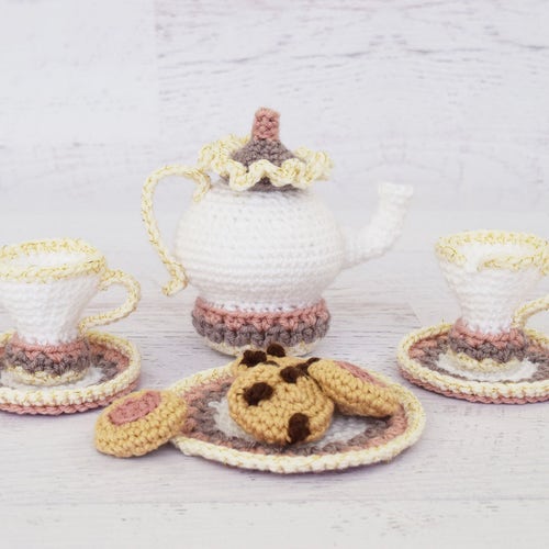 Amigurumi Pattern Crochet Tea Set and Cookies DIY Instant - Etsy