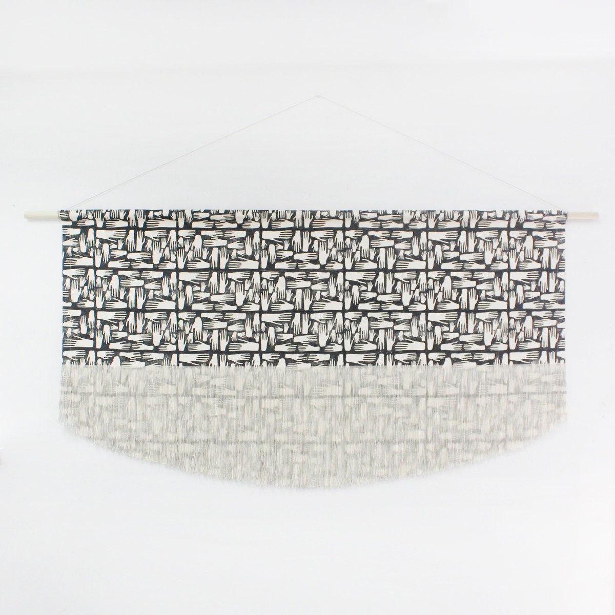 Large Block Print Hands Fringe Wall Hanging - Etsy