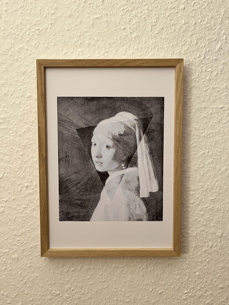 Girl With a Pearl Earring Line Art Drawing - Vermeer Inspired Portrait ...