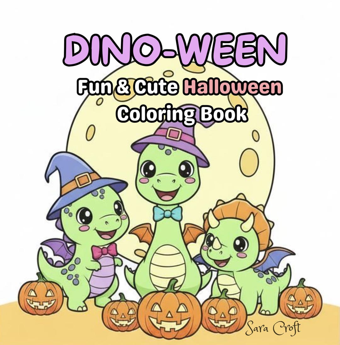 DINO-WEEN Fun & Cute Halloween Coloring Book - Etsy