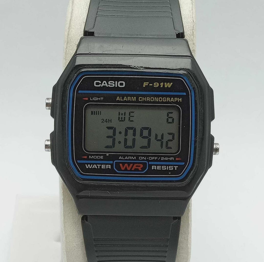 Casio Quartz 593 F-91W Digital Alarm Chronograph Vintage Watch - Etsy