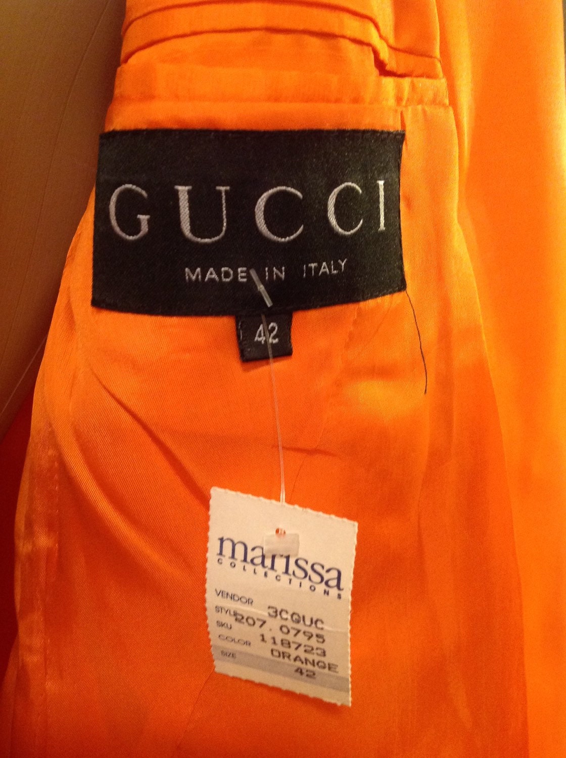 90's Bright Orange Silky GUCCI Skirt Suit Double G Logo - Etsy
