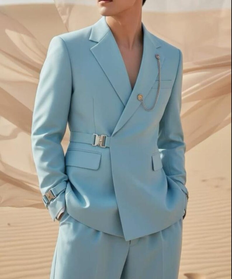 Sky Blue 2 Piece Suit, Tailored Suit. - Etsy