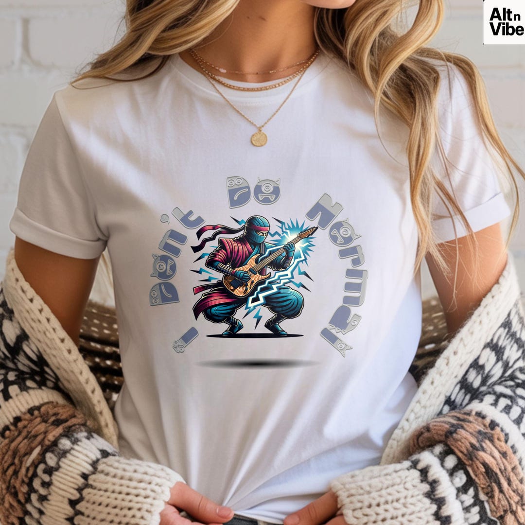 Ninja Guitarist Cotton T-shirt, Alt Vibe Music, Funny Rock & Roll Tee ...