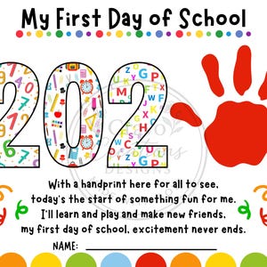 First Day of School Handprint Art - 2025 Keepsake (digital Download) - Etsy