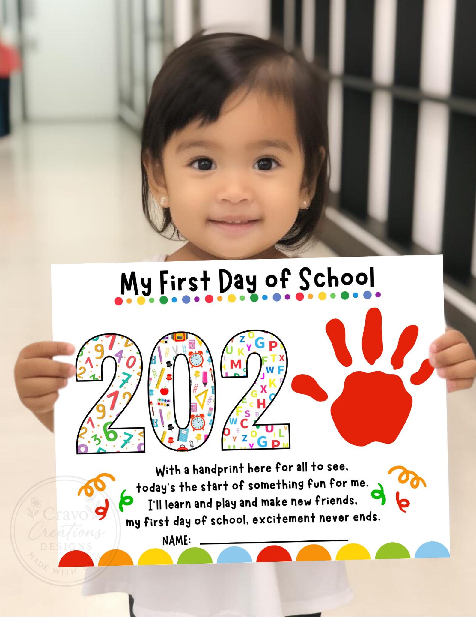 First Day of School Handprint Art - 2025 Keepsake (digital Download) - Etsy