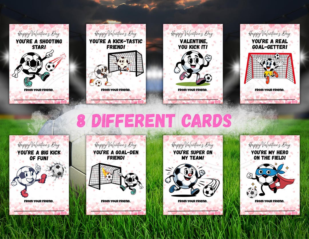 Soccer Valentine’s Day Cards for Kids – Printable Classroom Valentines ...