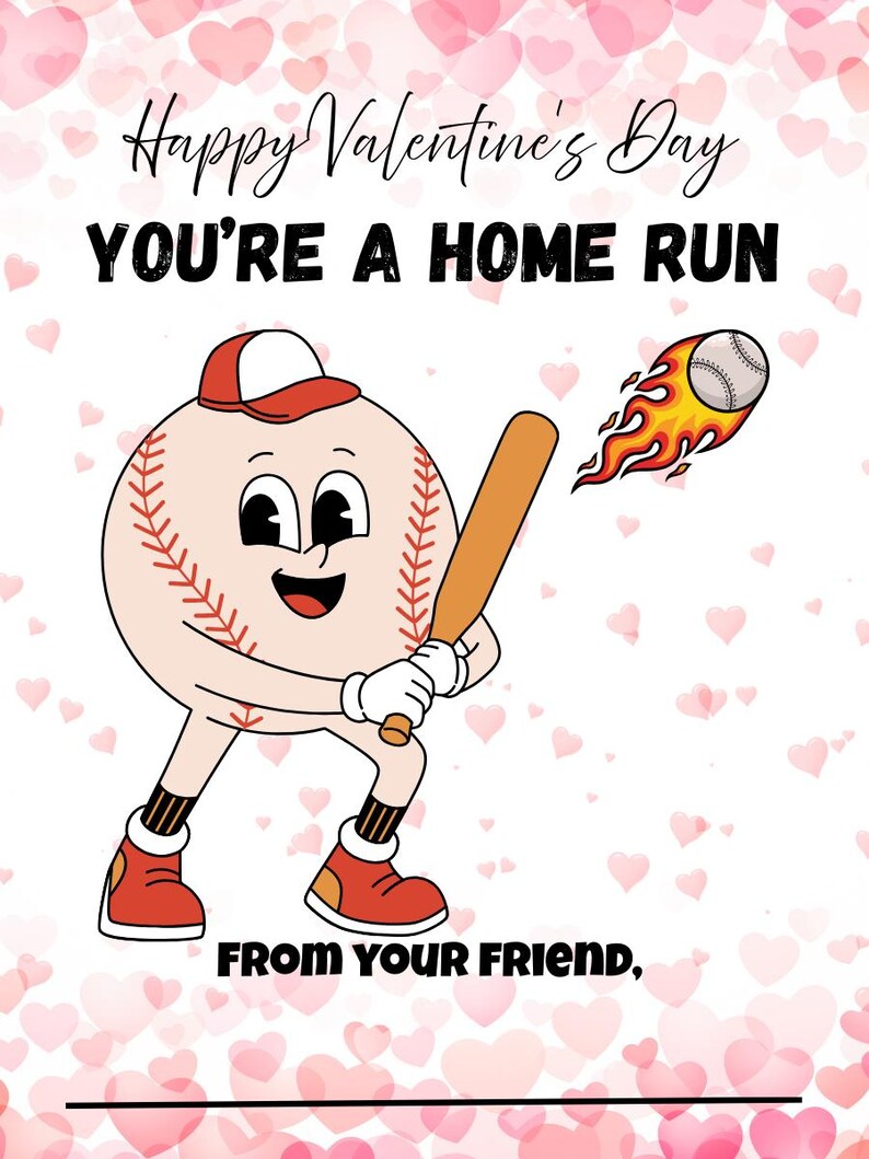 Baseball Valentine’s Day Cards for Kids – Printable Classroom ...