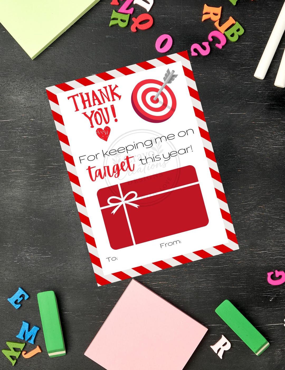 Thank You for Keeping Me on Target! Printable Gift Card Holder - Etsy
