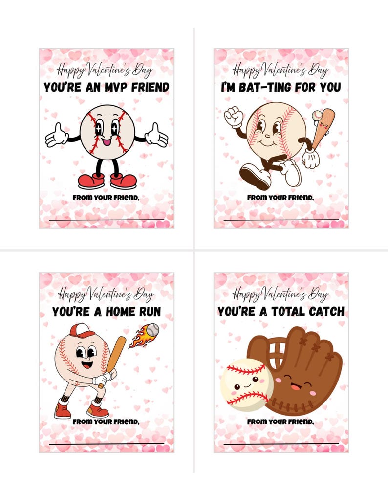 Baseball Valentine’s Day Cards for Kids – Printable Classroom ...