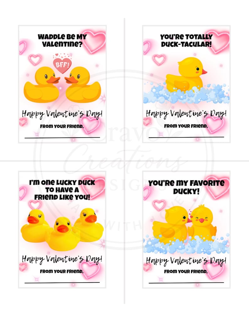 Duck Valentine’s Day Cards for Kids – Printable Classroom Valentines - Etsy